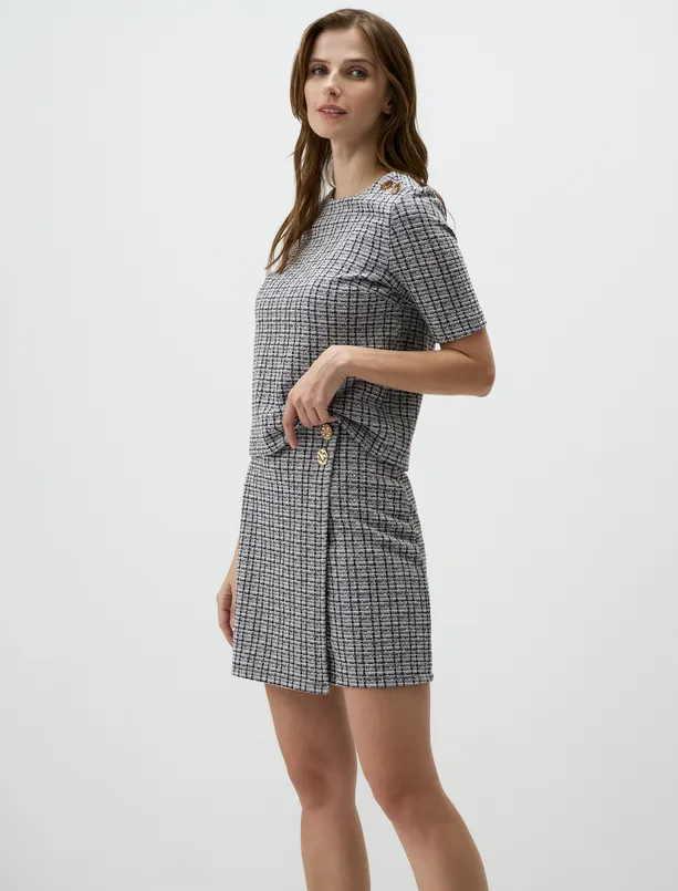 Plaid Patterned Slim Fitted Mini Skirt